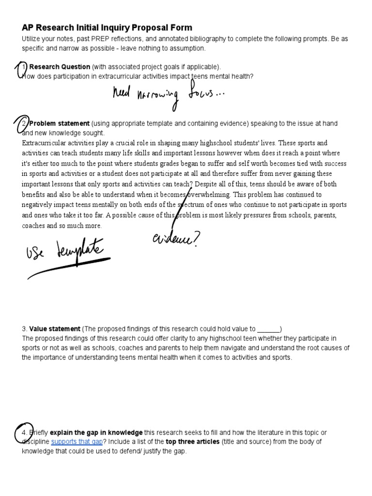 Edited - Clara Williams - Ap Research Inquiry Proposal Form | PDF ...