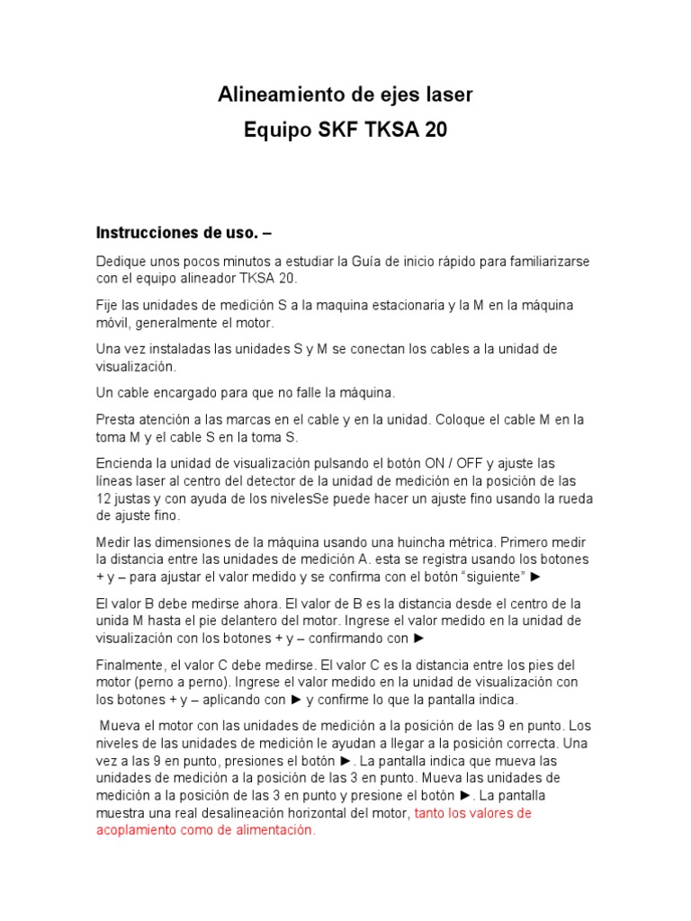 Alineamiento TKSA Instrucciones | PDF | Bienes manufacturados
