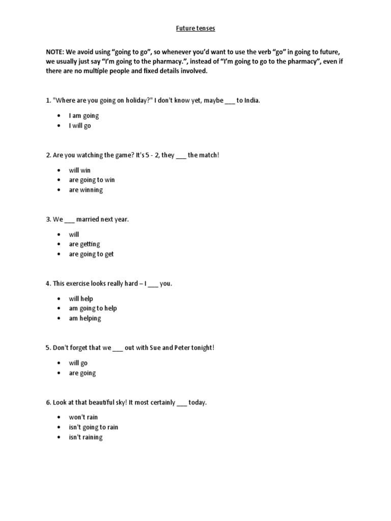 Future Tenses - Practice | PDF