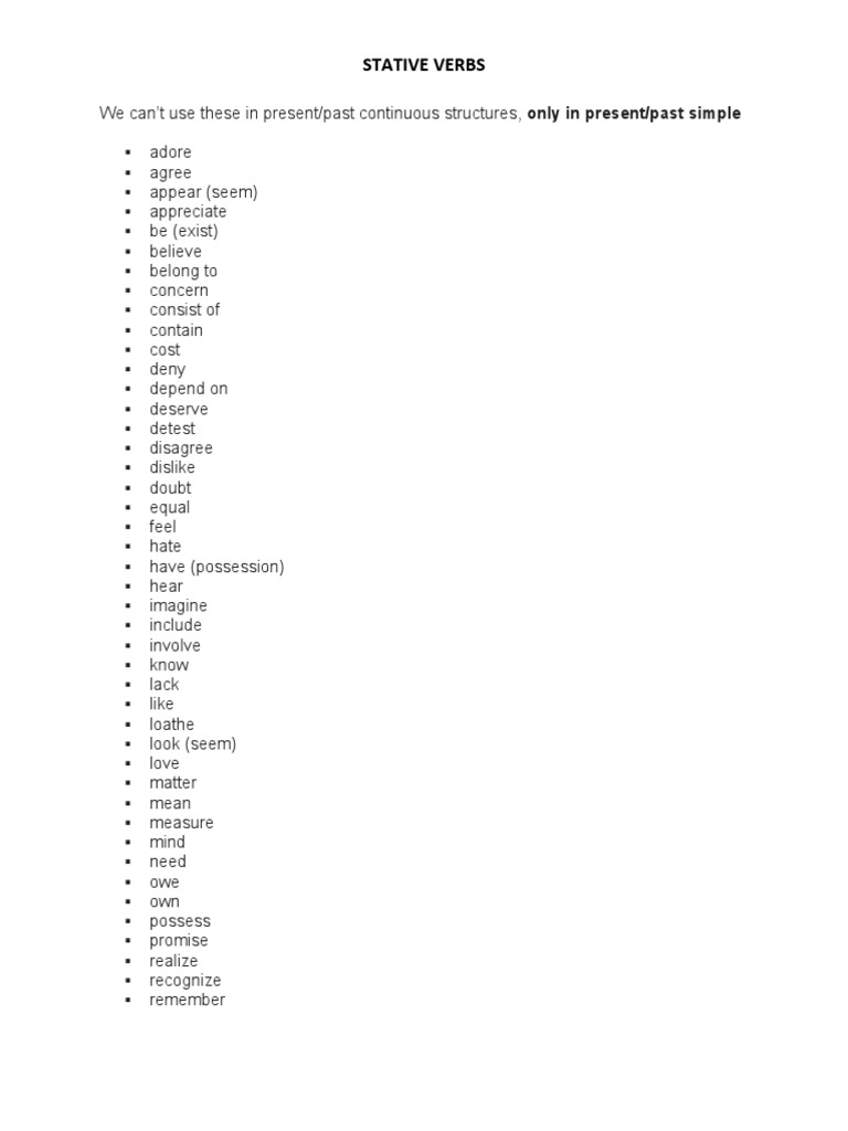 Stative Verbs | PDF