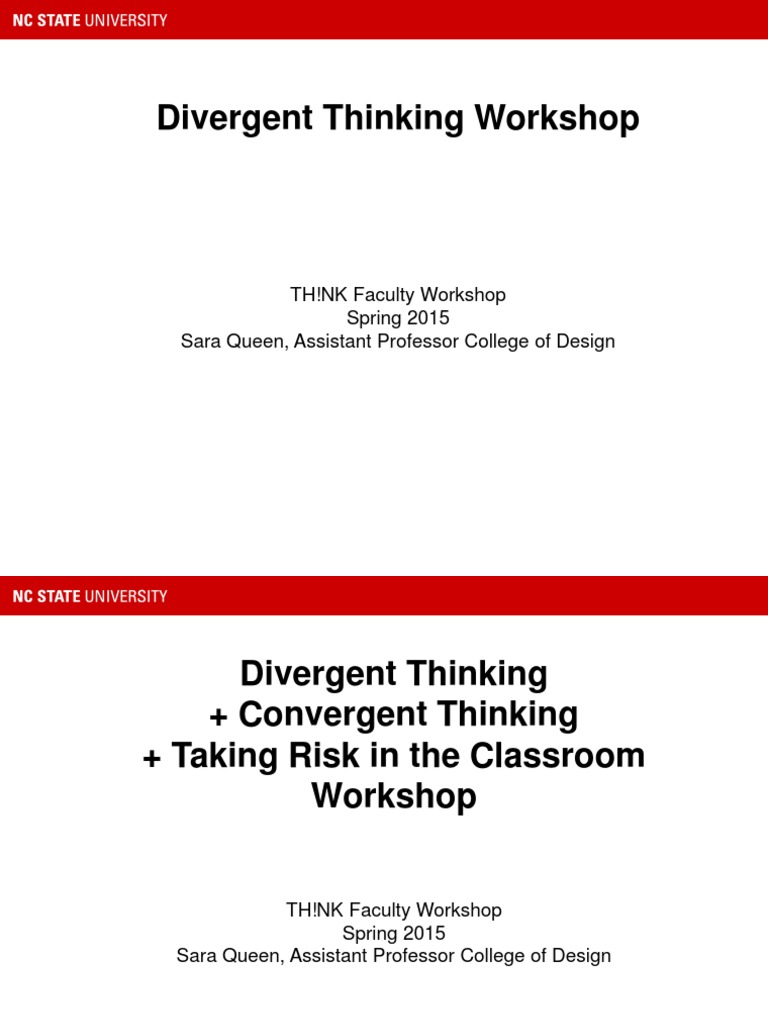 Divergent Thinking Workshop | PDF | Risk | Creativity