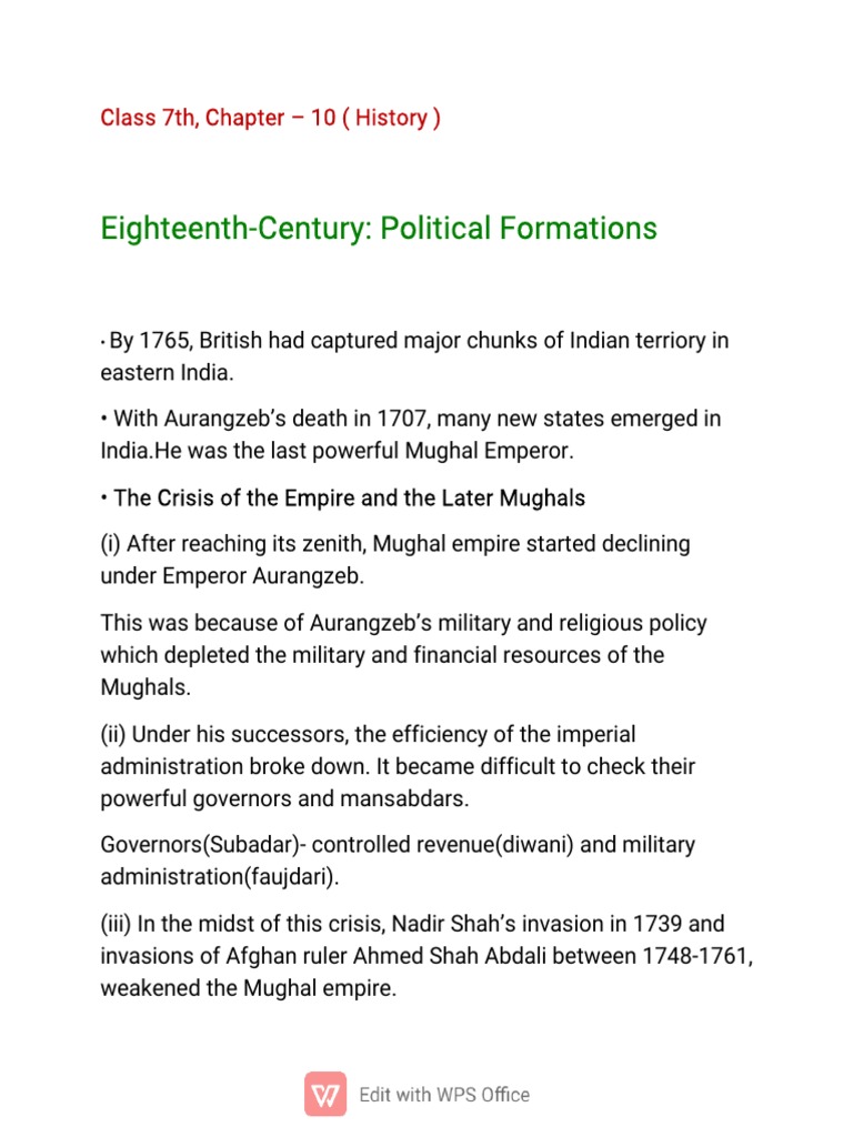 18th-Century Indian Political Shifts | PDF