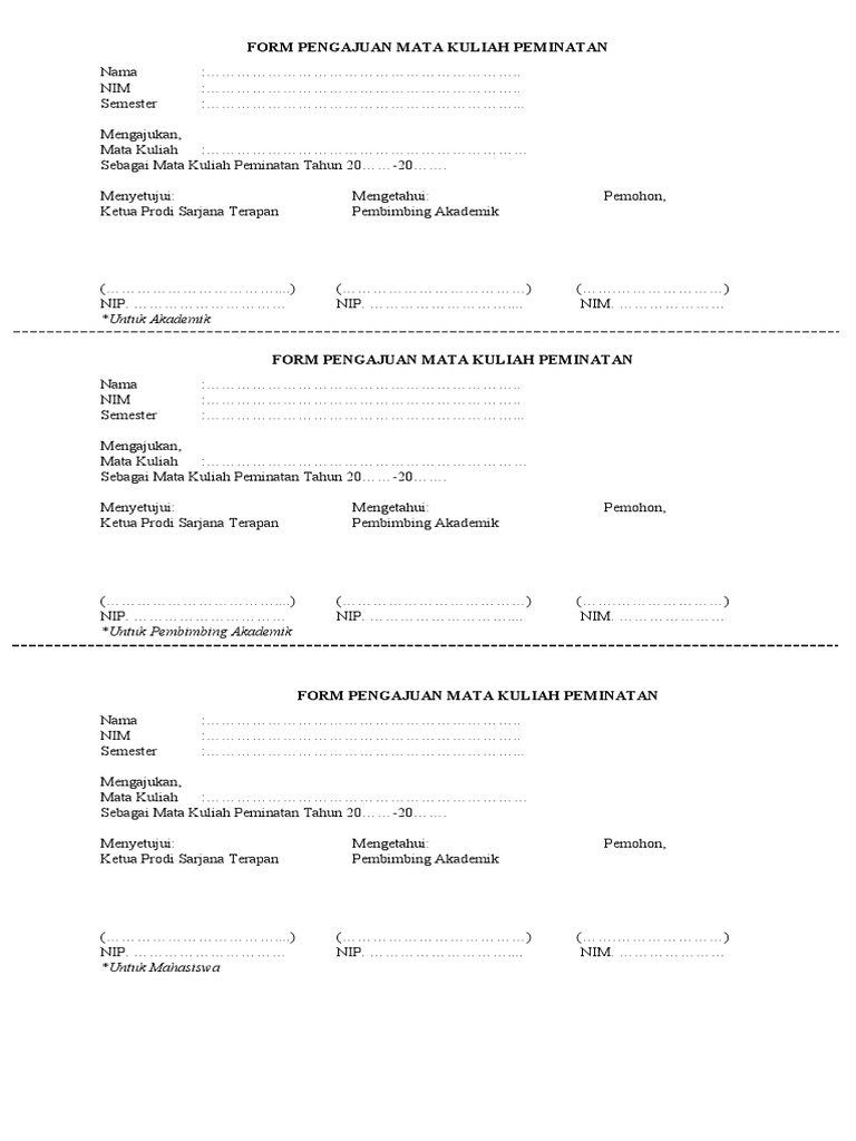 Form Pengajuan Mata Kuliah Peminatan | PDF | Karier & Perkembangan | Seni
