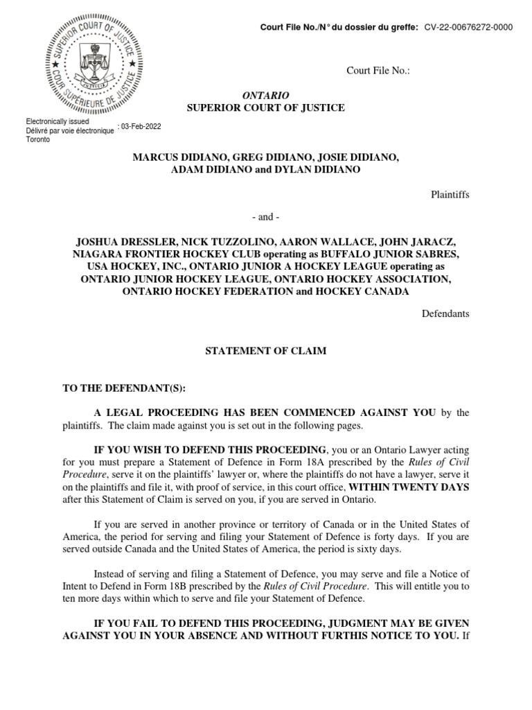 Marcus Didiano V Dressler, Tuzzolino, USA Hockey, Ontario Junior A Hockey League, OHA, OHF, and ...