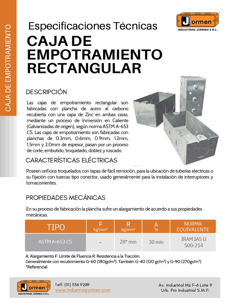 Caja Rectangular Galvanizada 100x55x50 | PDF | Metalurgia | Ingeniería ...