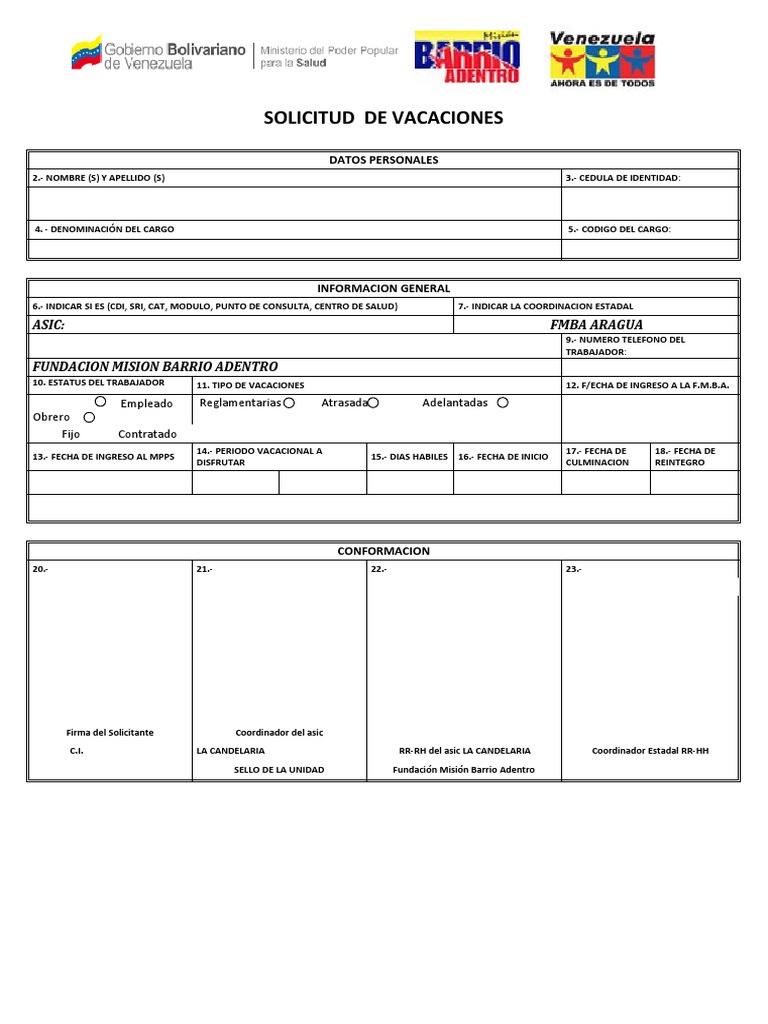 Solicitud de Vacaciones | PDF