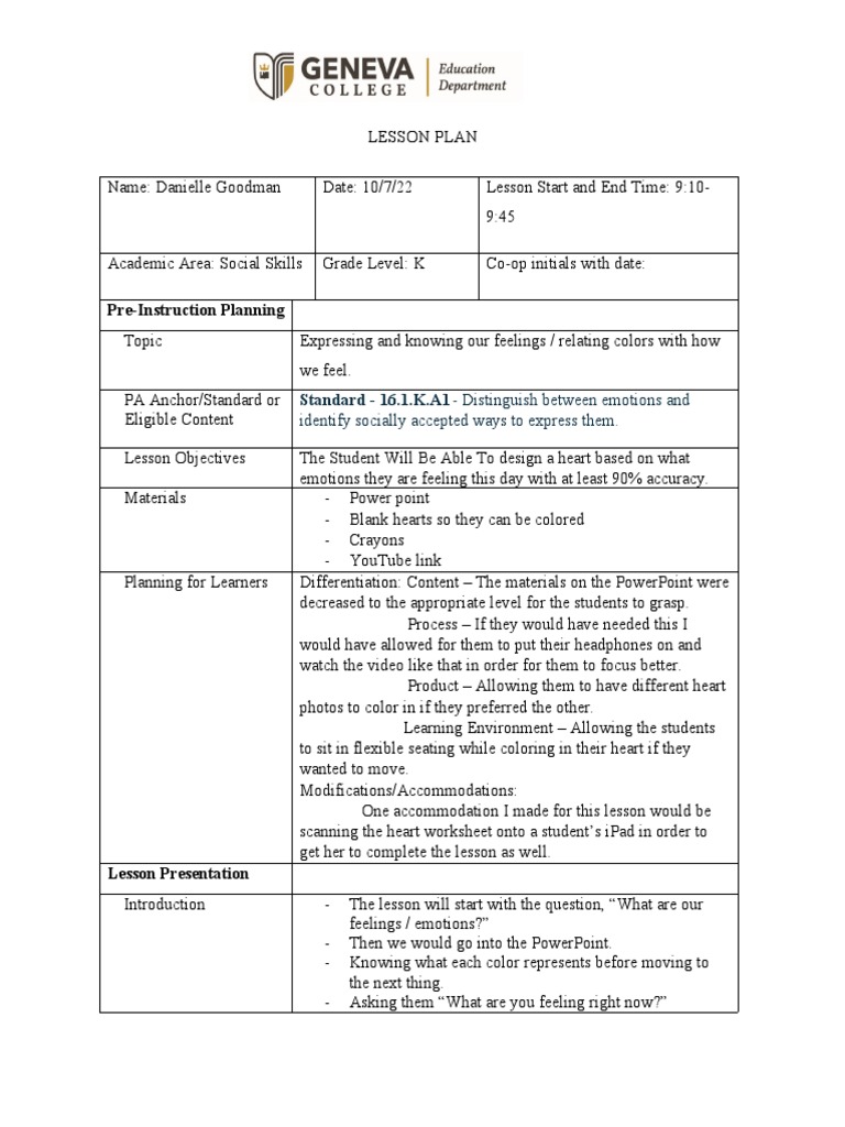 Social Skills Lesson | PDF | Emotions | Lesson Plan