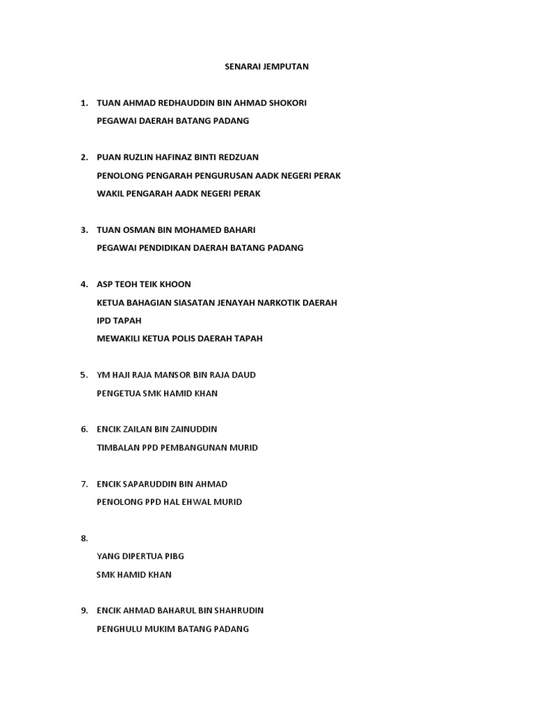 Senarai Jemputan | PDF