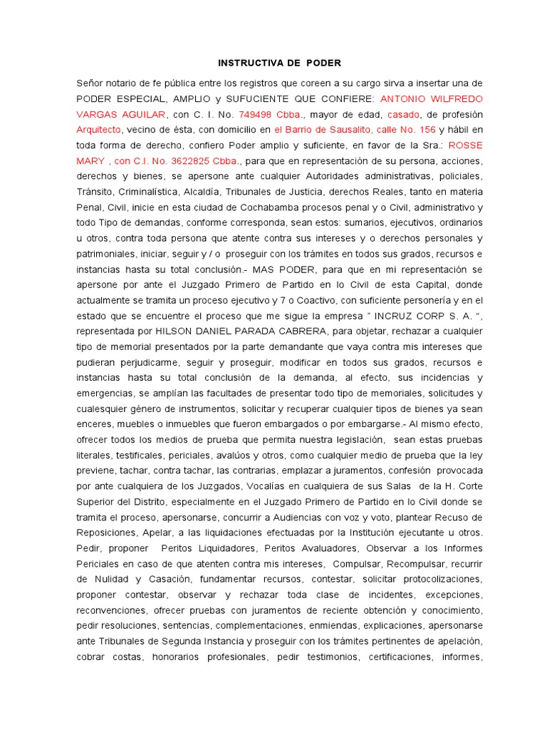 Instructiva de Poder | PDF | Apelación | Justicia