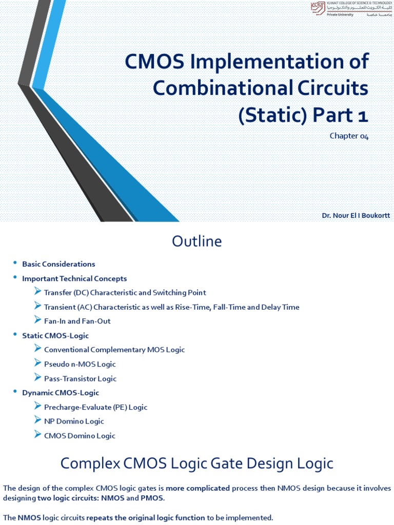 Chapter 4 - CMOS Implementation of Combinational Circuits 2 (Static) Part 1 | PDF