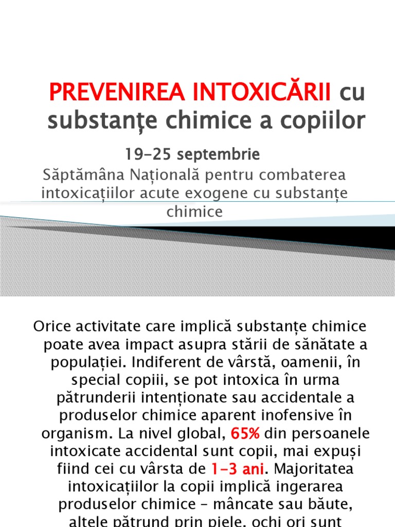 PREVENIREA INTOXICĂRII Cu Substanțe Chimice A Copiilor | PDF