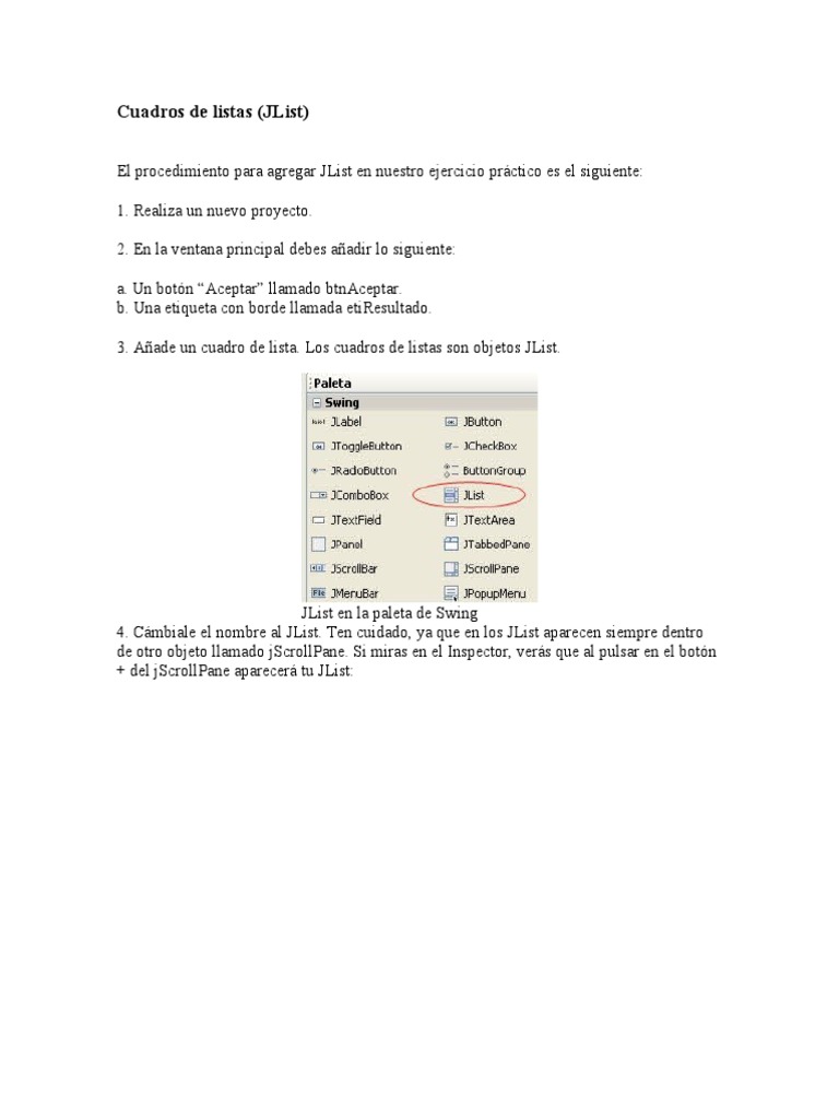 Cuadros de Listas Java | PDF | Informática | Programación de computadoras