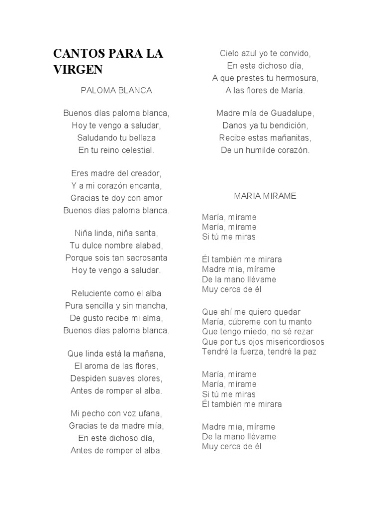 Cantos para La Virgen | PDF | María, madre de Jesús | Amor Cantos para La Virgen | PDF | María, madre de Jesús | Amor