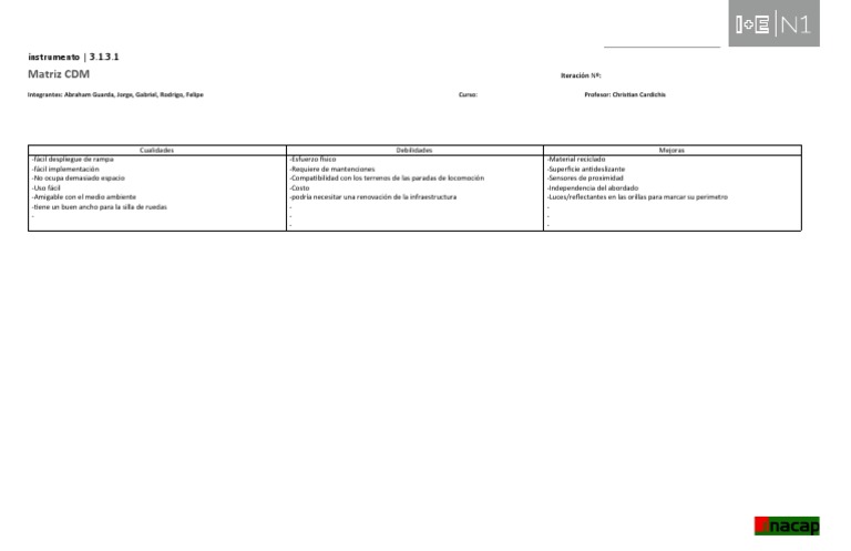 Matriz CDM: Instrumento - 3.1.3.1 | PDF