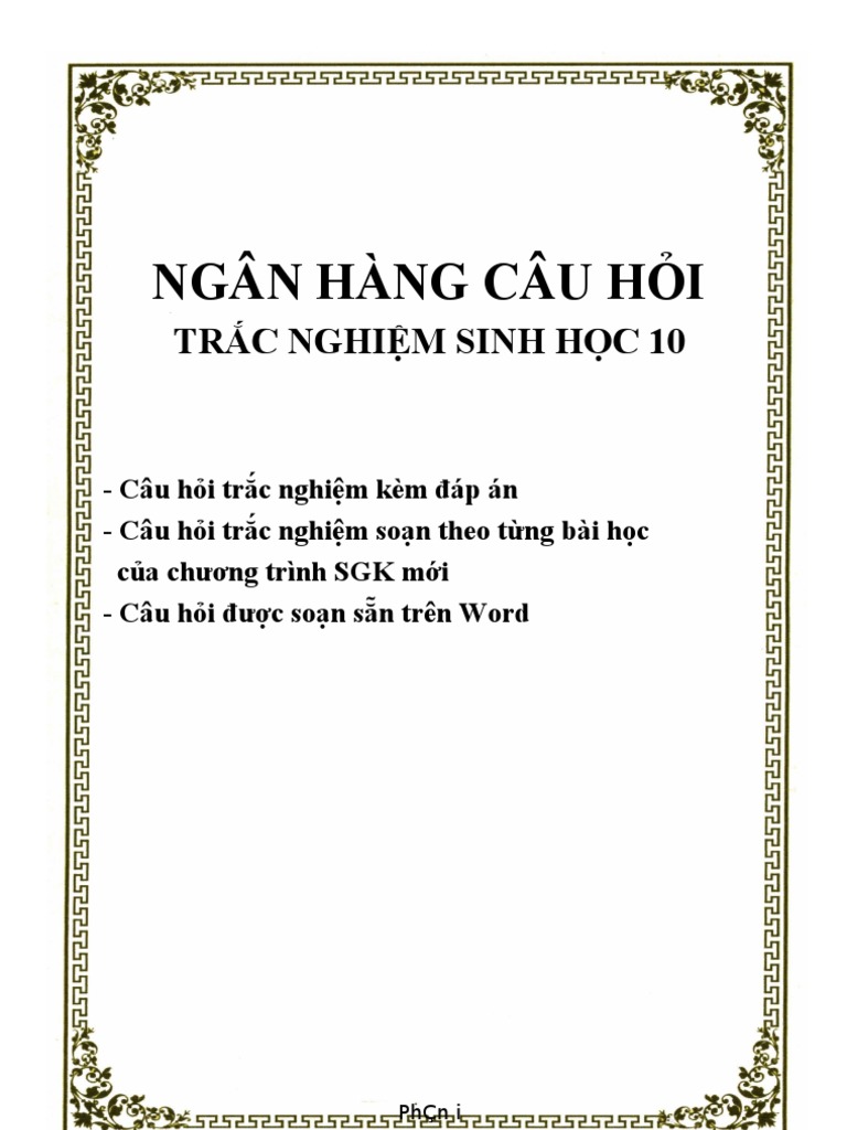 Bo Cau Hoi Trac Nghiem Sinh Hoc 10 Phan Ban Theo Tung Bai | PDF