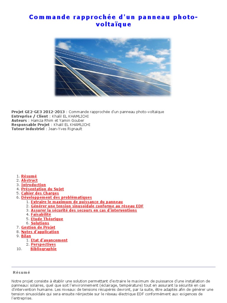 Optimisation de Panneaux Solaires | PDF | Puissance (physique ...