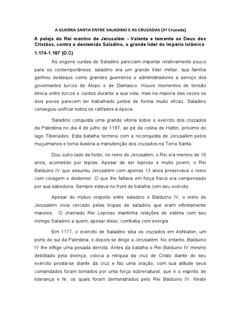 A Guerra Santa Entre Saladino e As Cruzadas | PDF