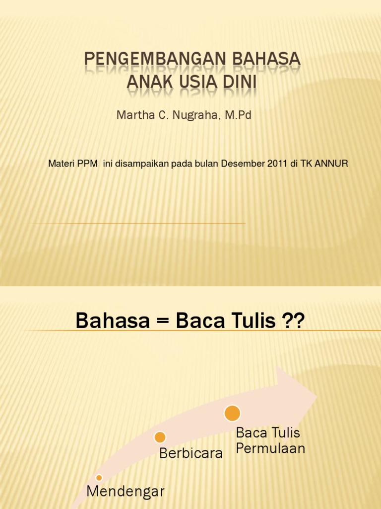 Strategi Pengembangan Bahasa Anak Usia Dini | PDF | Karier ...