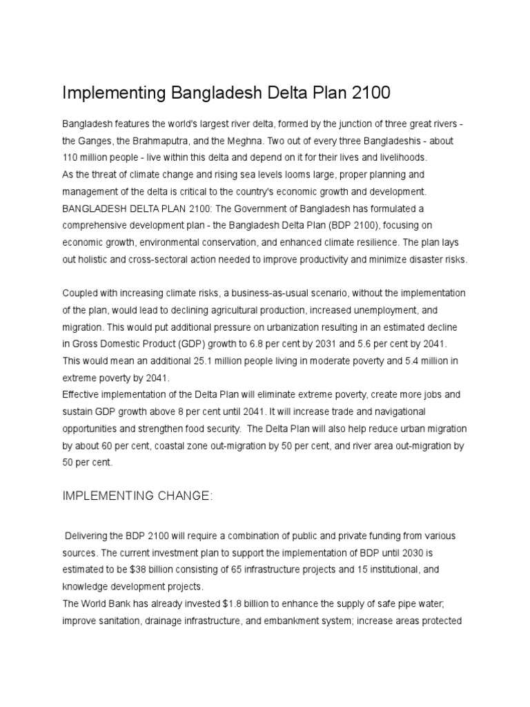 Bangladesh Delta Plan 2100 | PDF