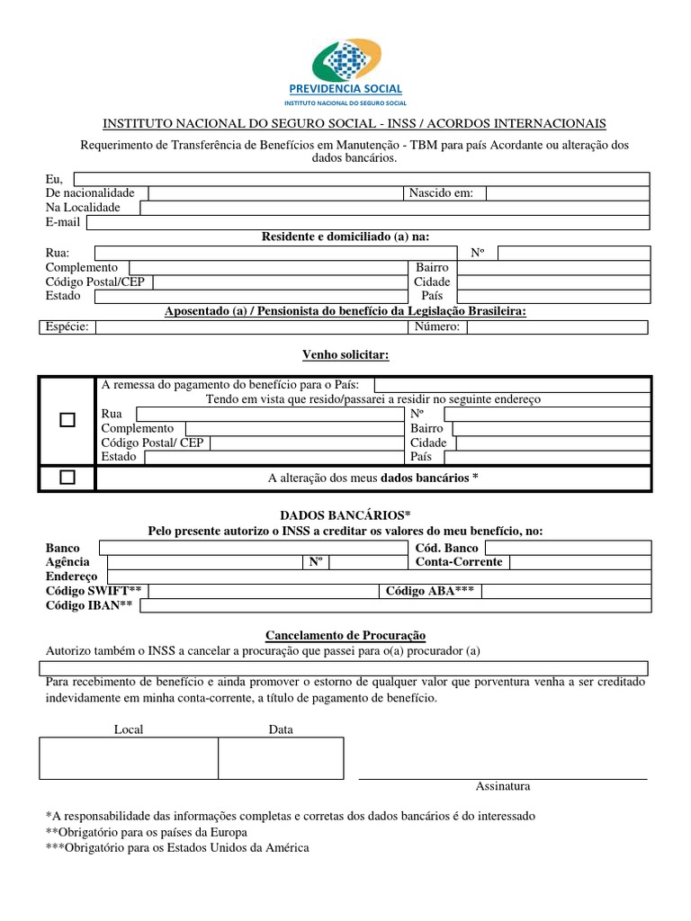 Formulario-TBM INSS | PDF