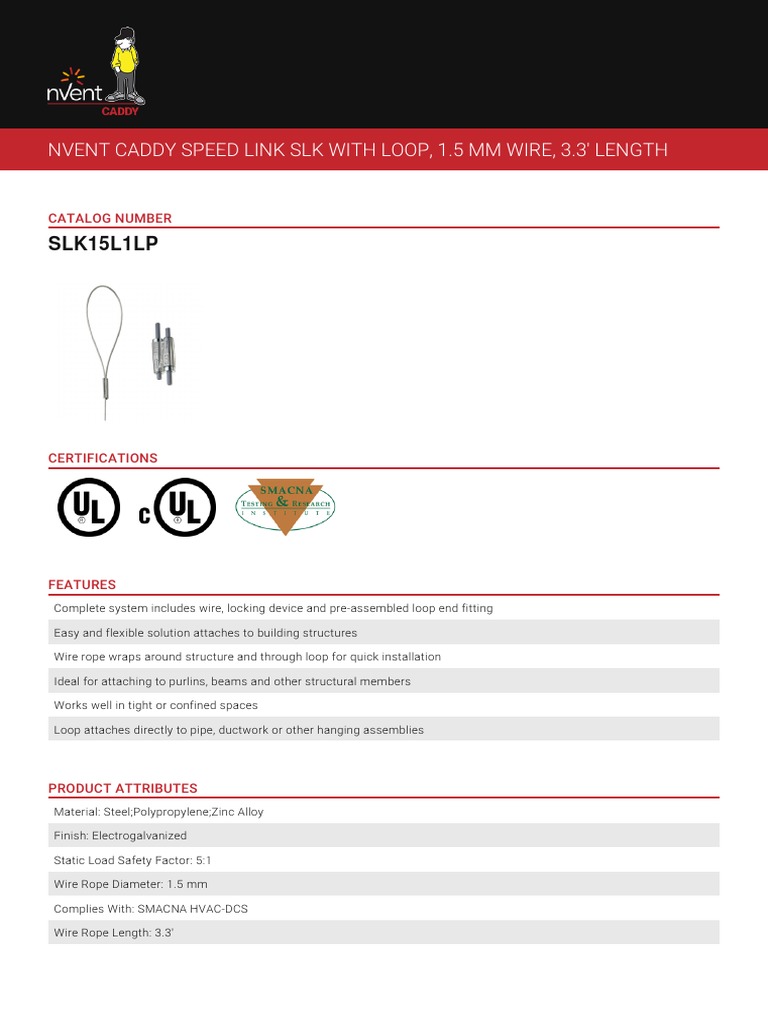 Nvent CADDY Speed Link SLK With Loop 1 5 MM Wire 3 3 039 Length | PDF ...