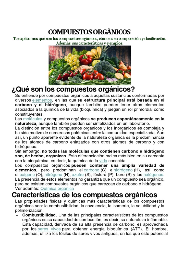 Compuestos Orgánicos | PDF | Compuestos orgánicos | Química
