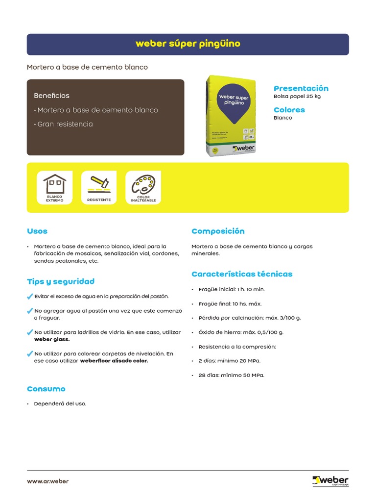 FP Weber Super Pinguino | PDF | Cemento | Materiales