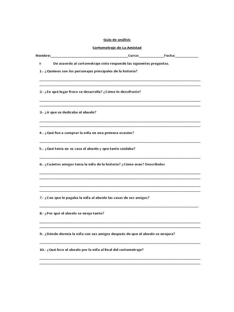 Guia de Analisis Cortometraje | PDF