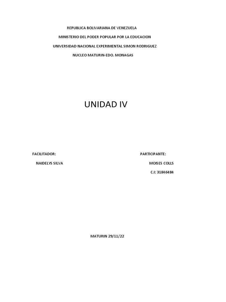 Unidad Iv Moises Colls | PDF | Ensayos | Sumario abstracto)