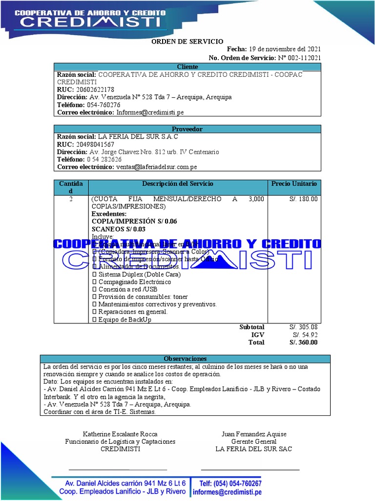Orden de Servicio | PDF