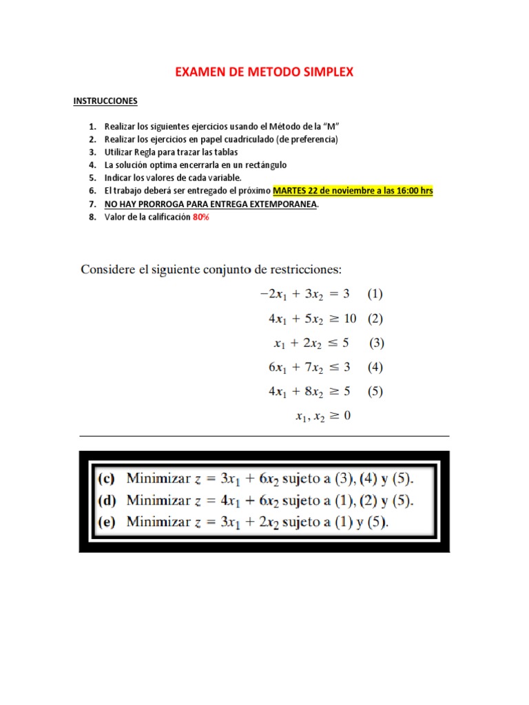 EXAMEN DE METODO SIMPLEX | PDF