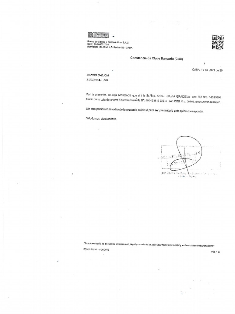 Constancia CBU | PDF