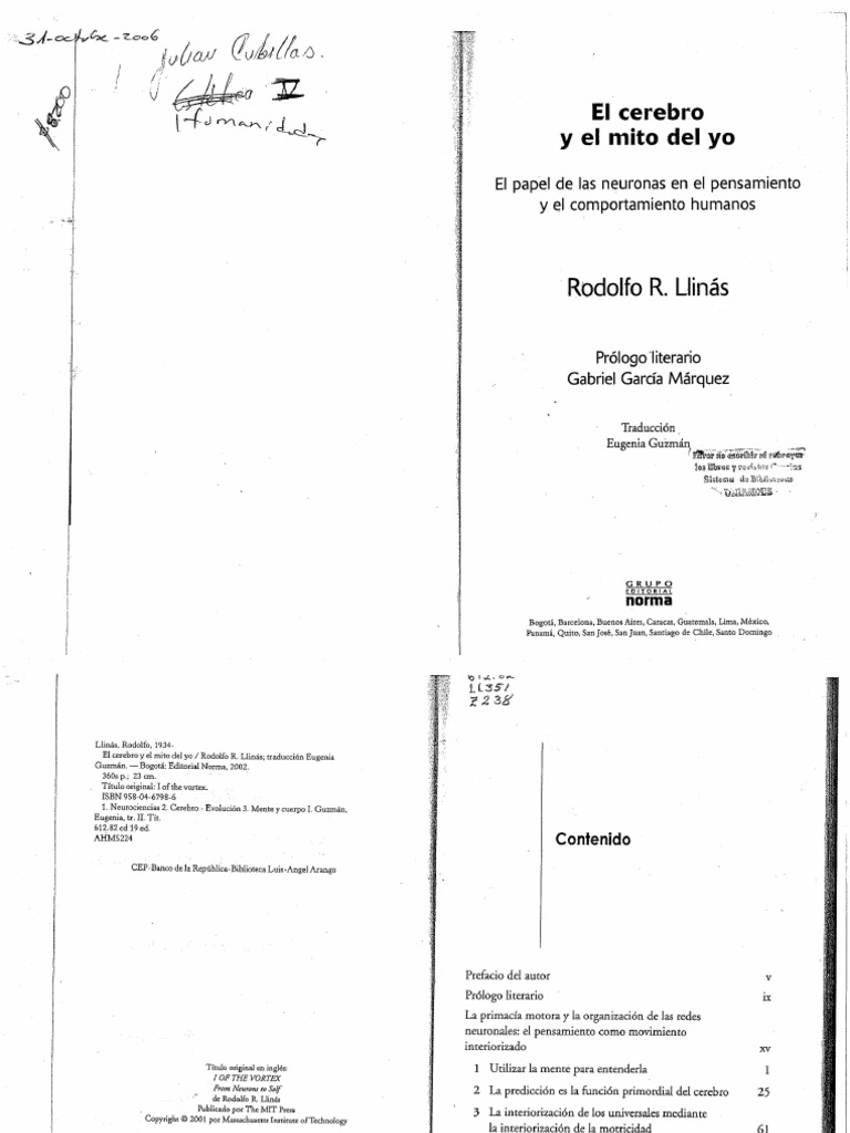 El Cerebro y El Mito Del Yo - Rodolfo Llinás | PDF
