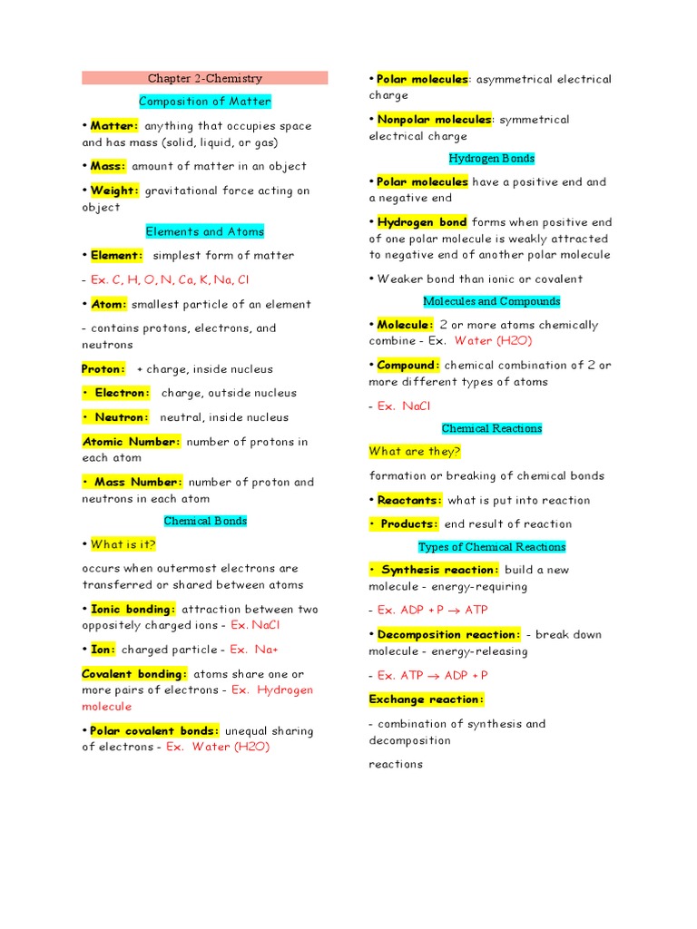 Anaphy Notes | PDF | Molecules | Chemical Bond