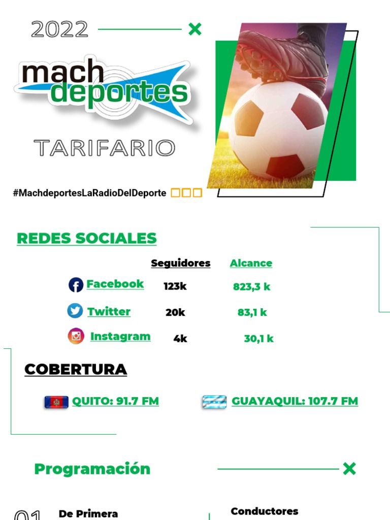 Machdeportes Tarifario Programación | PDF