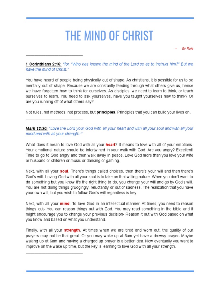 The Mind of Christ | PDF | Faith | Mind
