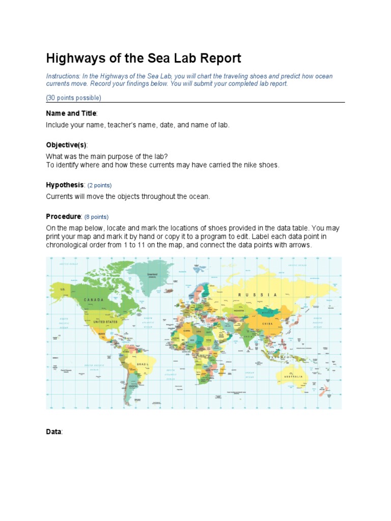 Highways of The Sea Lab Report: Name and Title | PDF | Earth Sciences ...