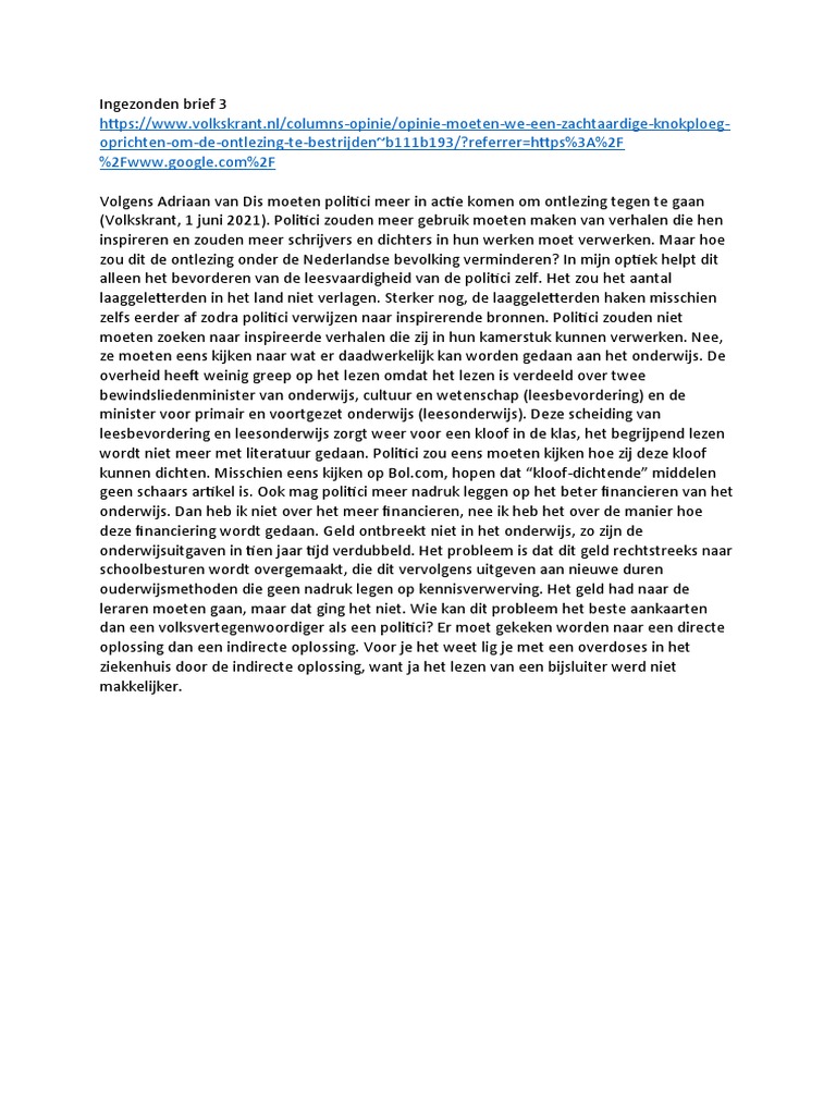 Ingezonden Brief | PDF