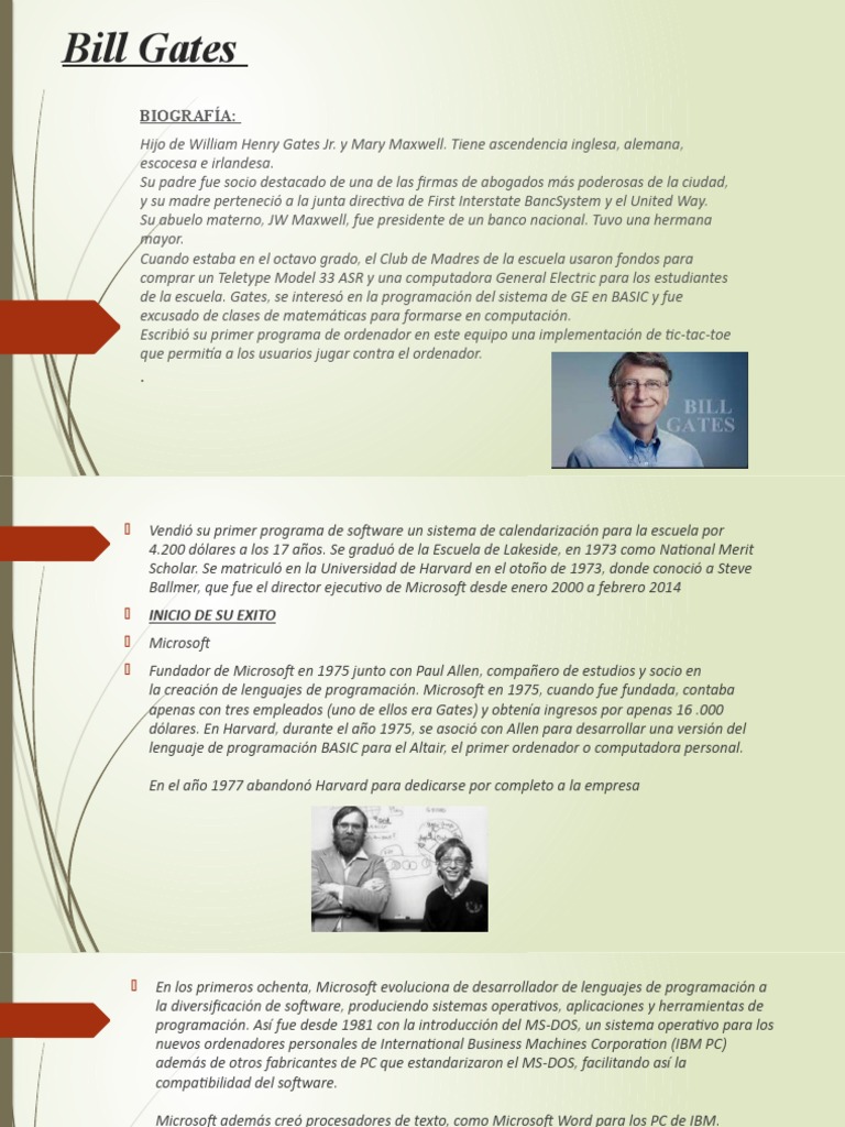 Bill Gates Biografía Corta | PDF | Microsoft Windows | Edad de información