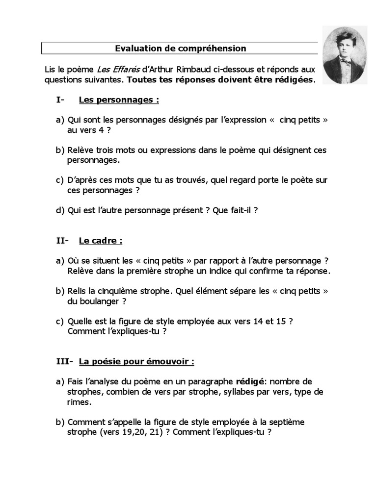 Evaluation de Compréhension La Poésie | PDF | Poésie
