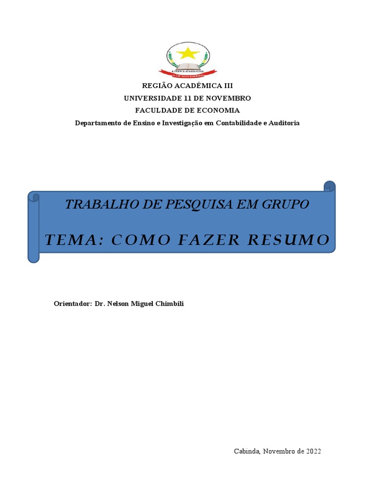 Como fazer resumo de texto acadêmico | PDF | Abstract (resumo) | Economia