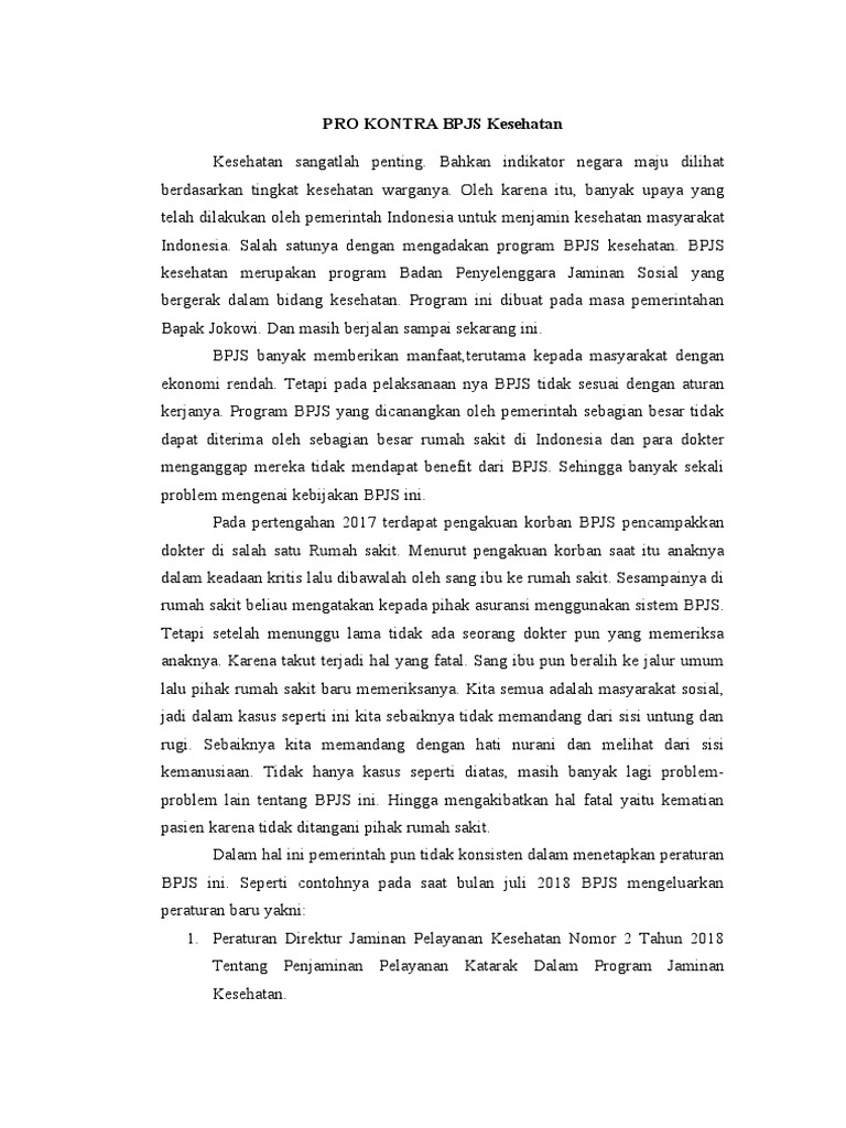 PRO KONTRA BPJS Kesehatan | PDF