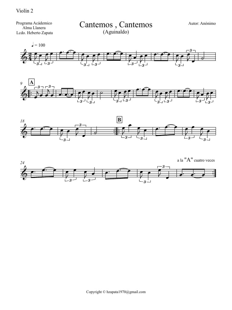 Cantemos, Cantemos - Violín 2 | PDF