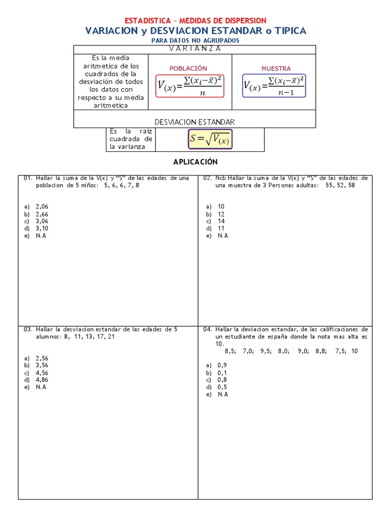 IV BIM 5to Clase Varianza y Desviacion Estandar | PDF | Estadísticas descriptivas | Análisis ...