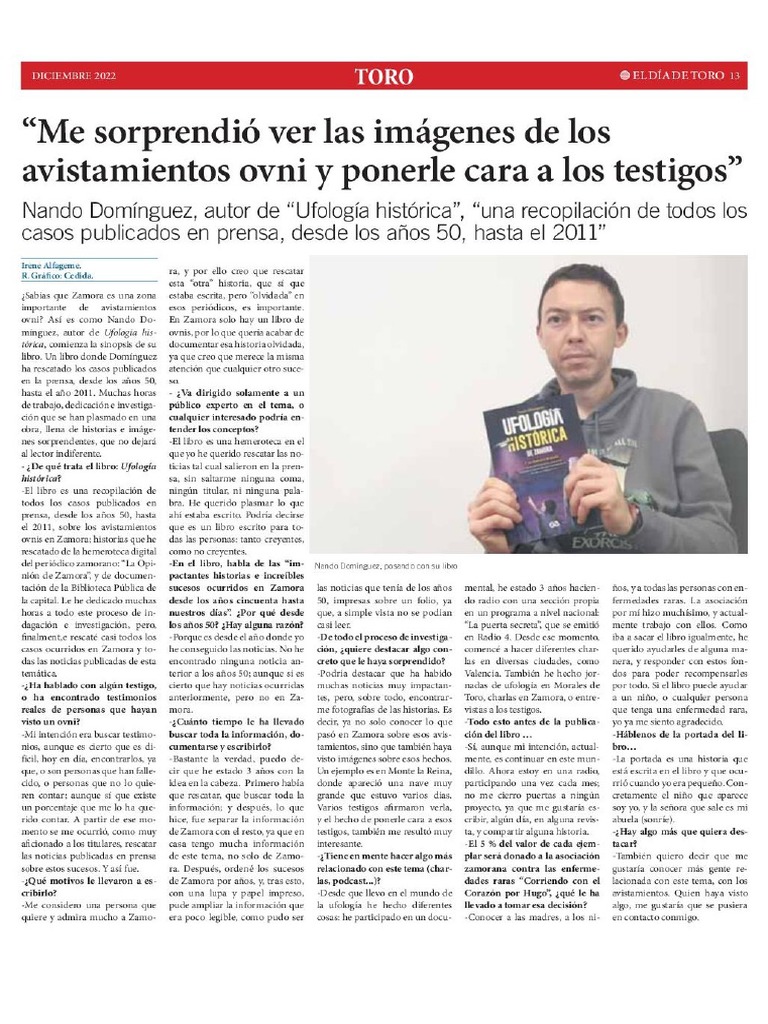 Ufologia Historica de Zamora El Dia de Zamora Periodico | PDF