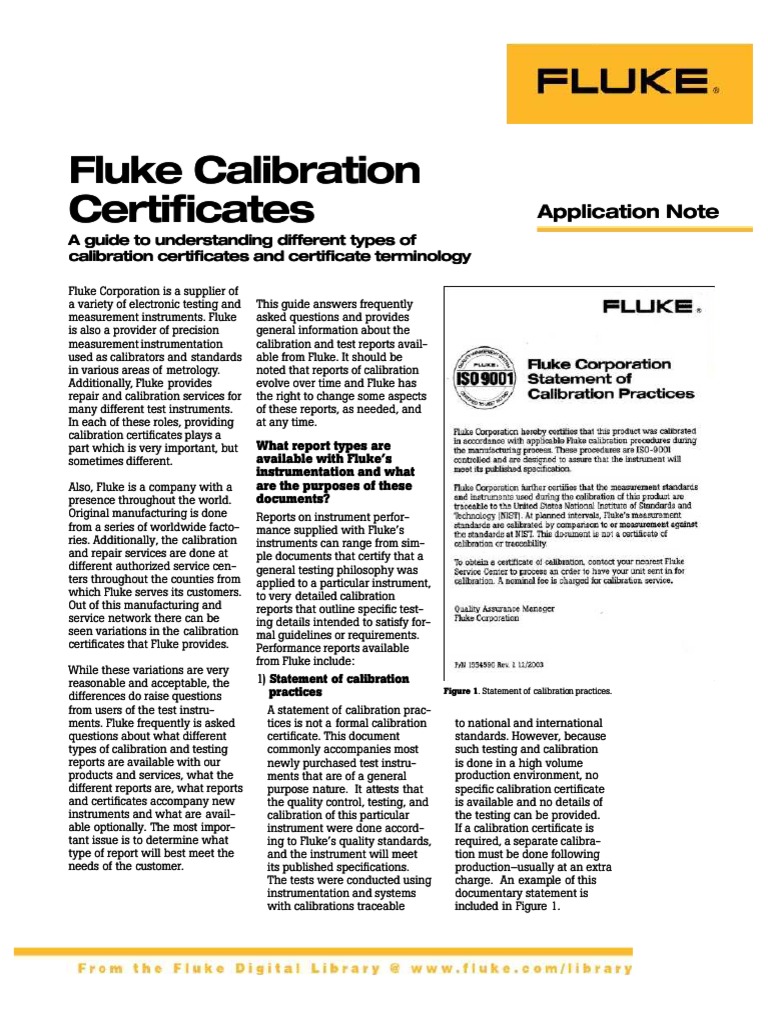 Calibracion Fluke Certificates Examples | Download Free PDF ...