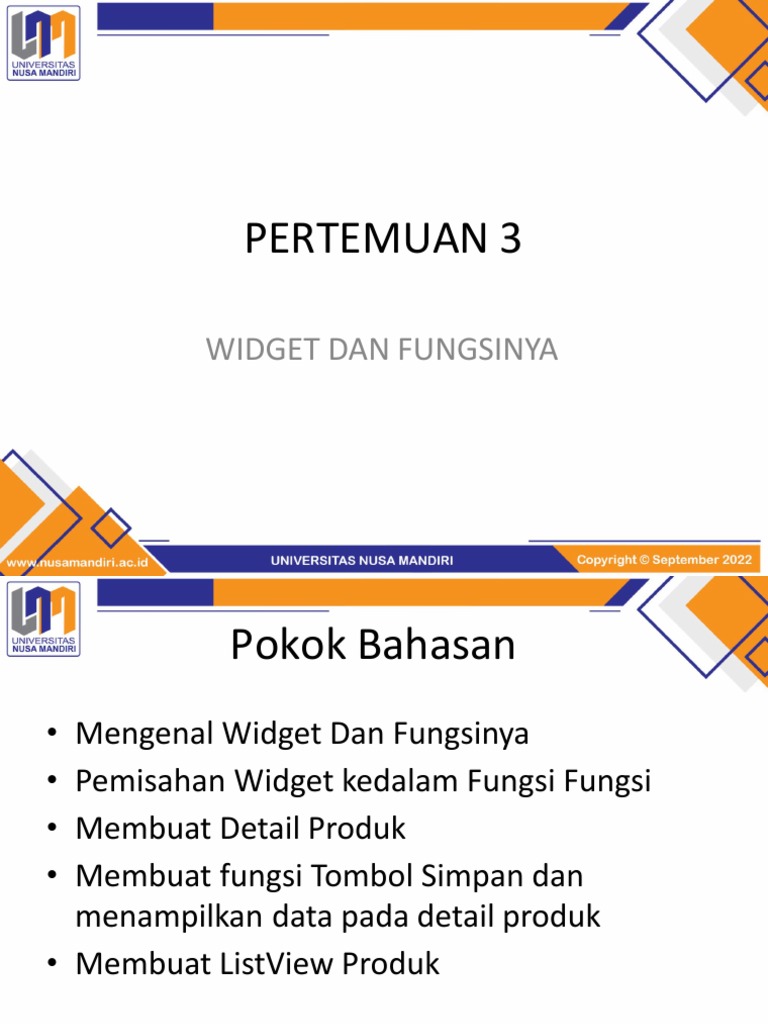 Pertemuan 3: Widget Dan Fungsinya | PDF