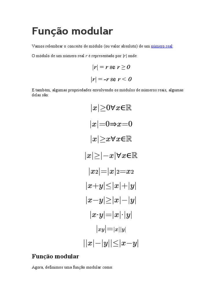 5 Função Modular | PDF | Função (Matemática) | Equações