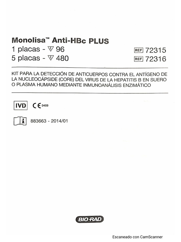 INSERTO MONOLISA anti-HBc | PDF