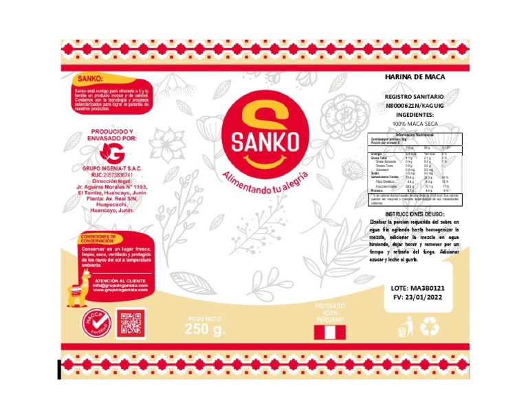 ETIQUETA H.MACA-sanko | PDF
